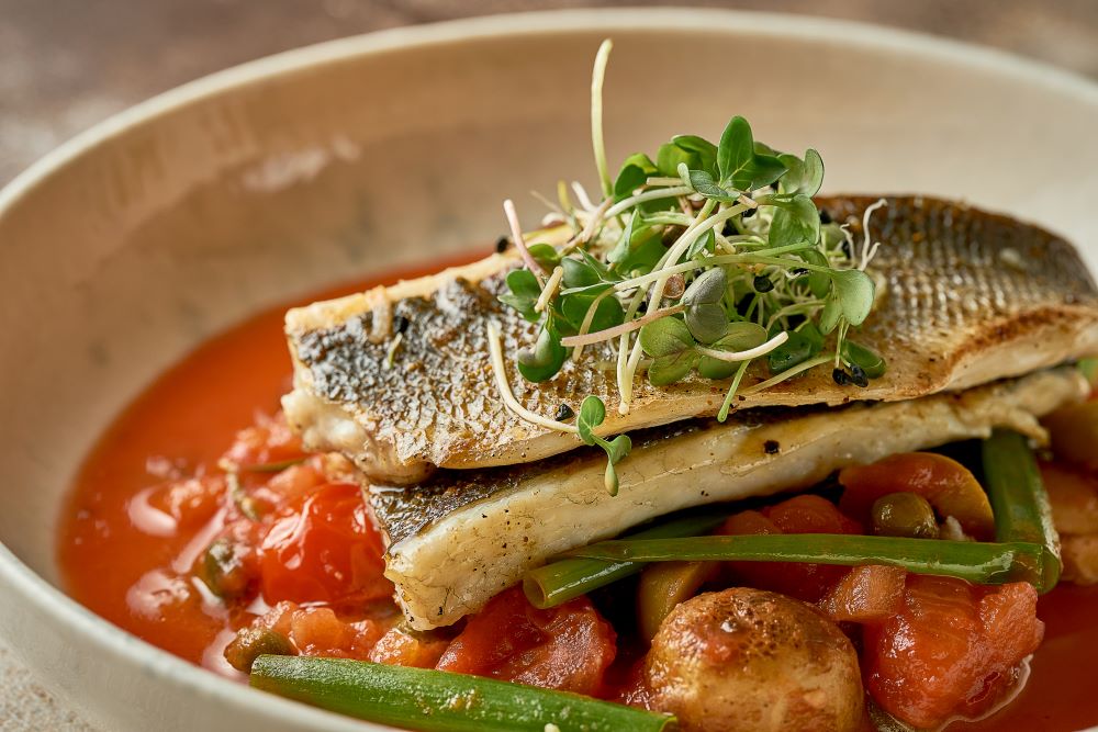 Sea Bass with Saffron-Tomato Sauce - Frozen Fish Direct